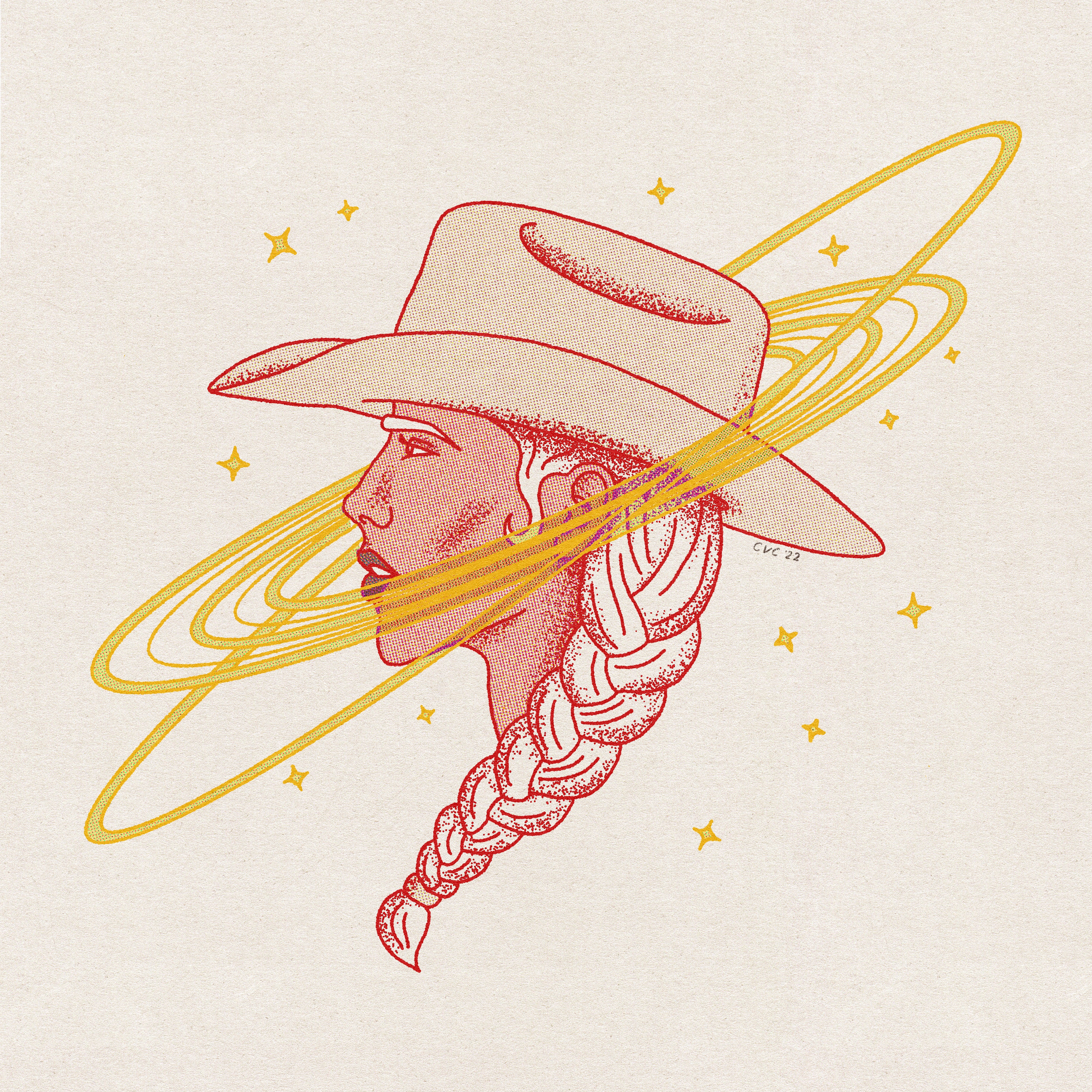 Cosmic Cowgirl Art Print - Caroline Clark Design – Long Lost Studio by ...