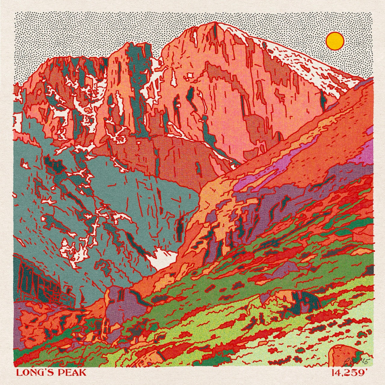 Longs Peak Art Print - Caroline Clark Design – Long Lost Studio by ...